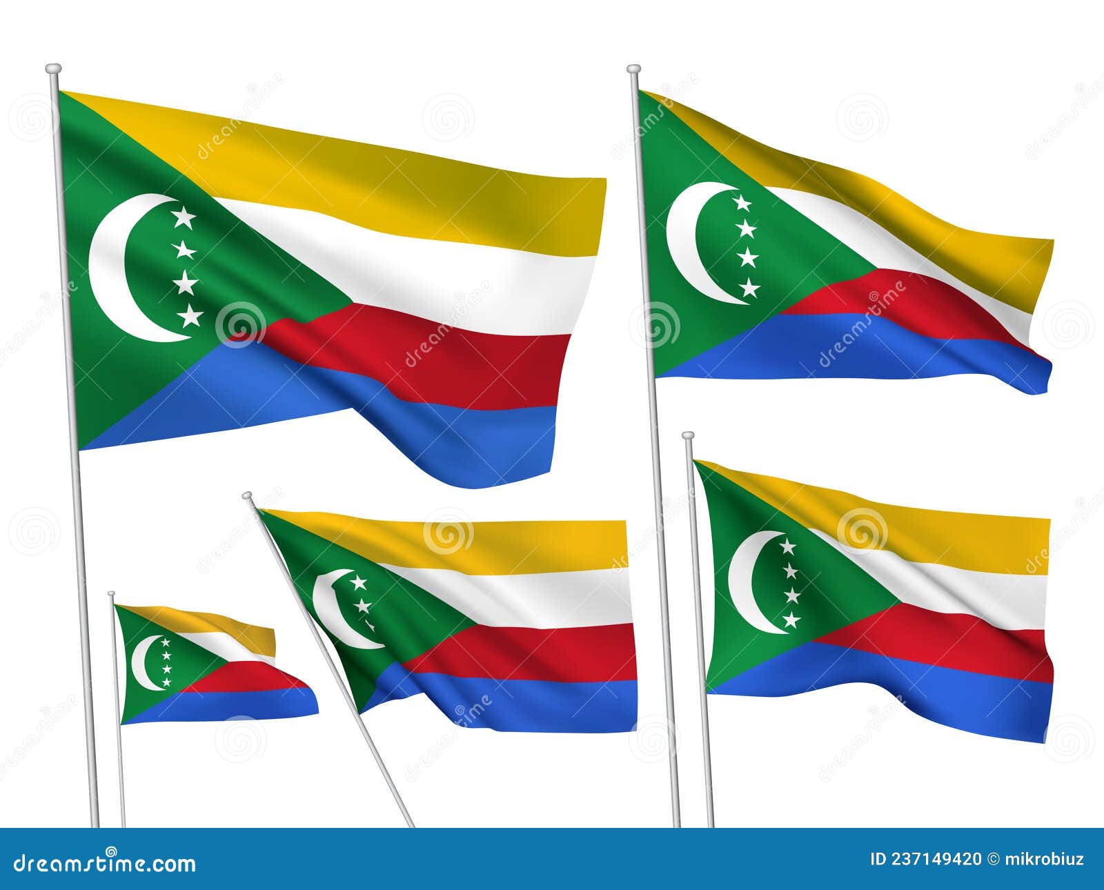 Vector flags of Comoros stock vector. Illustration of emblem - 237149420