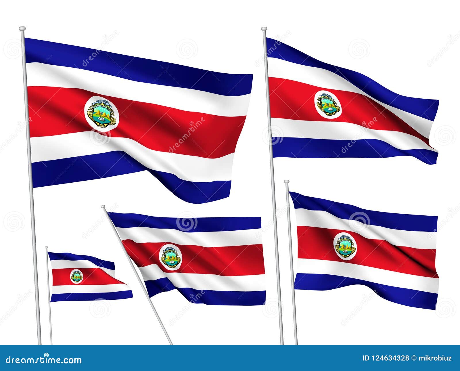 Vector flags of Costa Rica stock vector. Illustration of ensign - 124634328