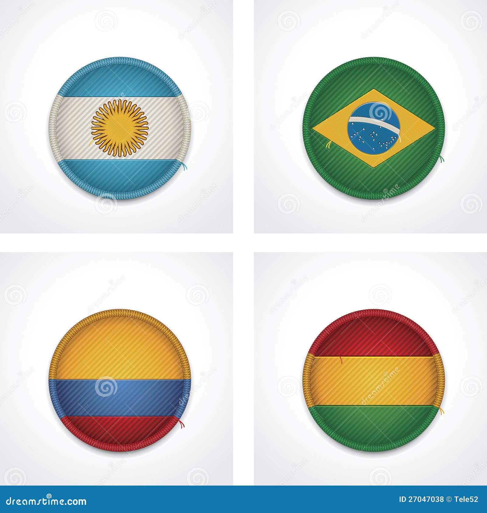 Vector Flags of Countries As Fabric Badges Stock Vector - Illustration ...