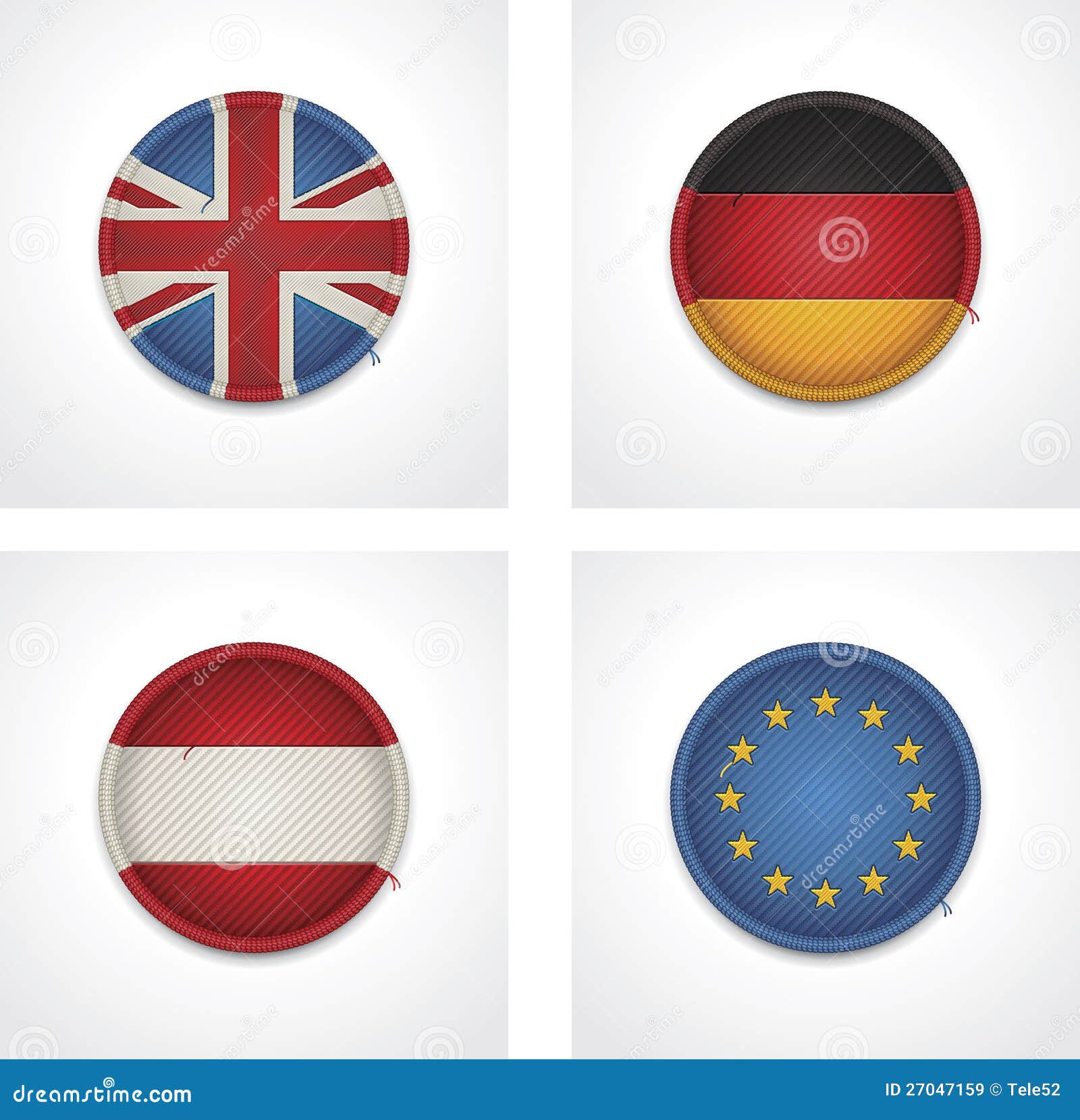 Vector Flags of Countries As Fabric Badges Stock Vector - Illustration ...