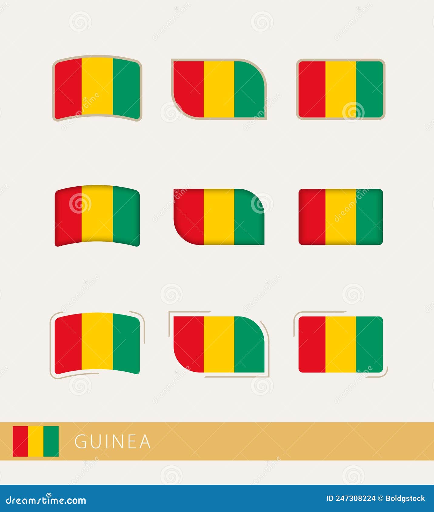 Vector Flags of Guinea, Collection of Guinea Flags Stock Vector ...