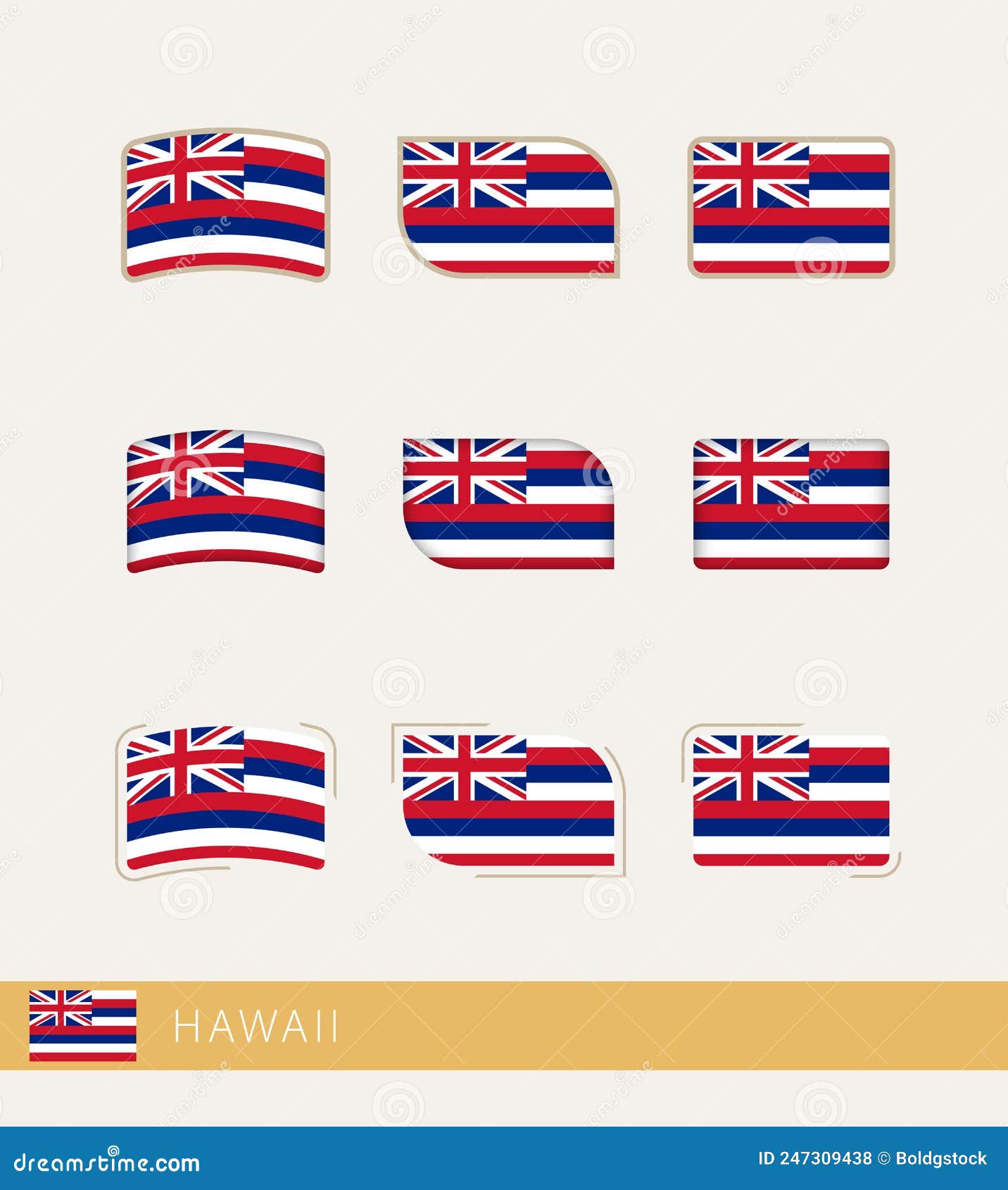 Vector Flags of Hawaii, Collection of Hawaii Flags Stock Vector ...