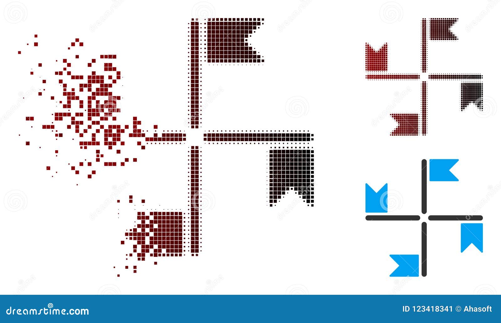 Shredded Pixel Halftone Flags Icon Stock Vector - Illustration of ...