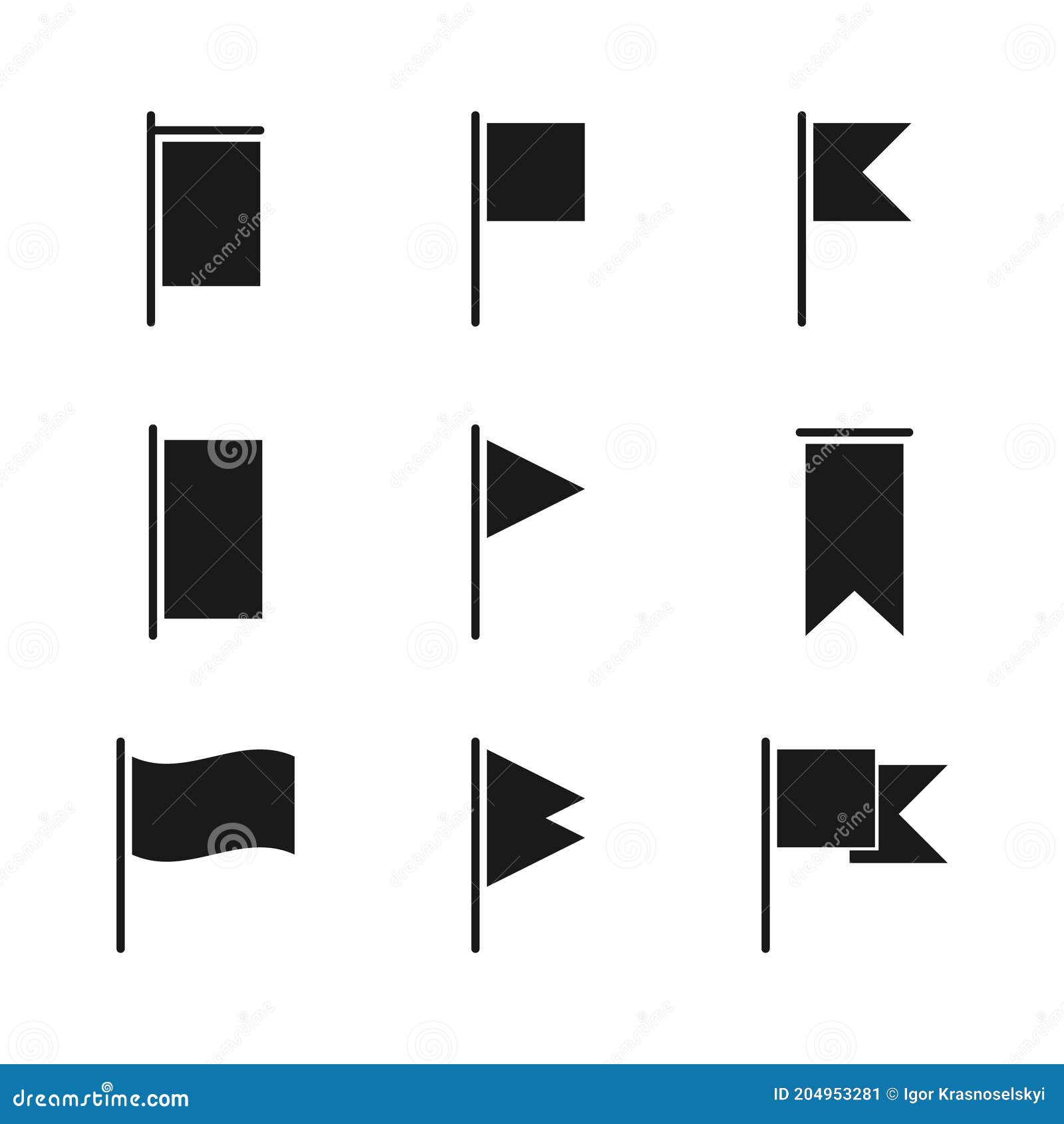 Vector Flags Icons. Flags Different Shape, Isolated. Location Marker ...