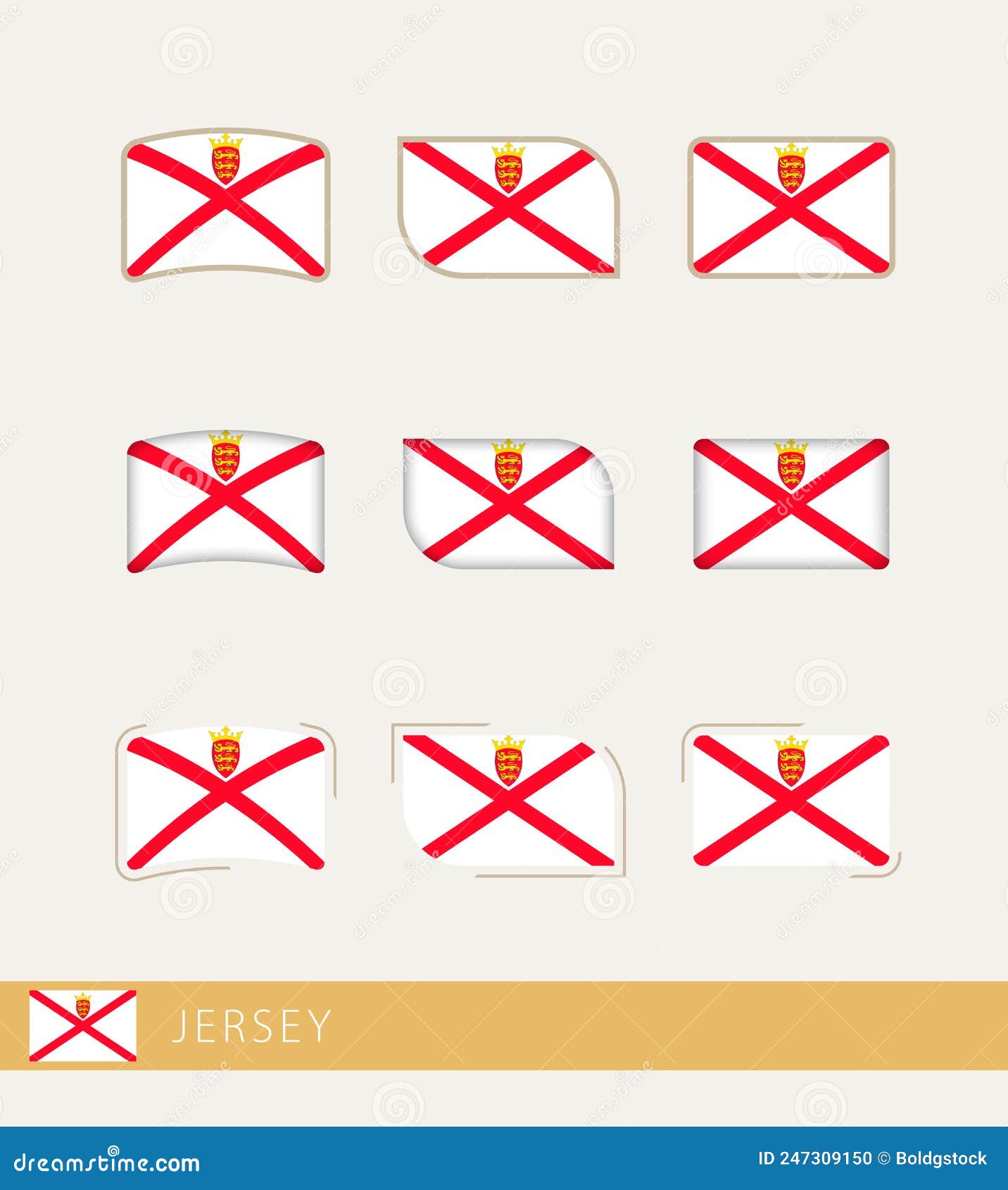 Vector Flags of Jersey, Collection of Jersey Flags Stock Vector ...