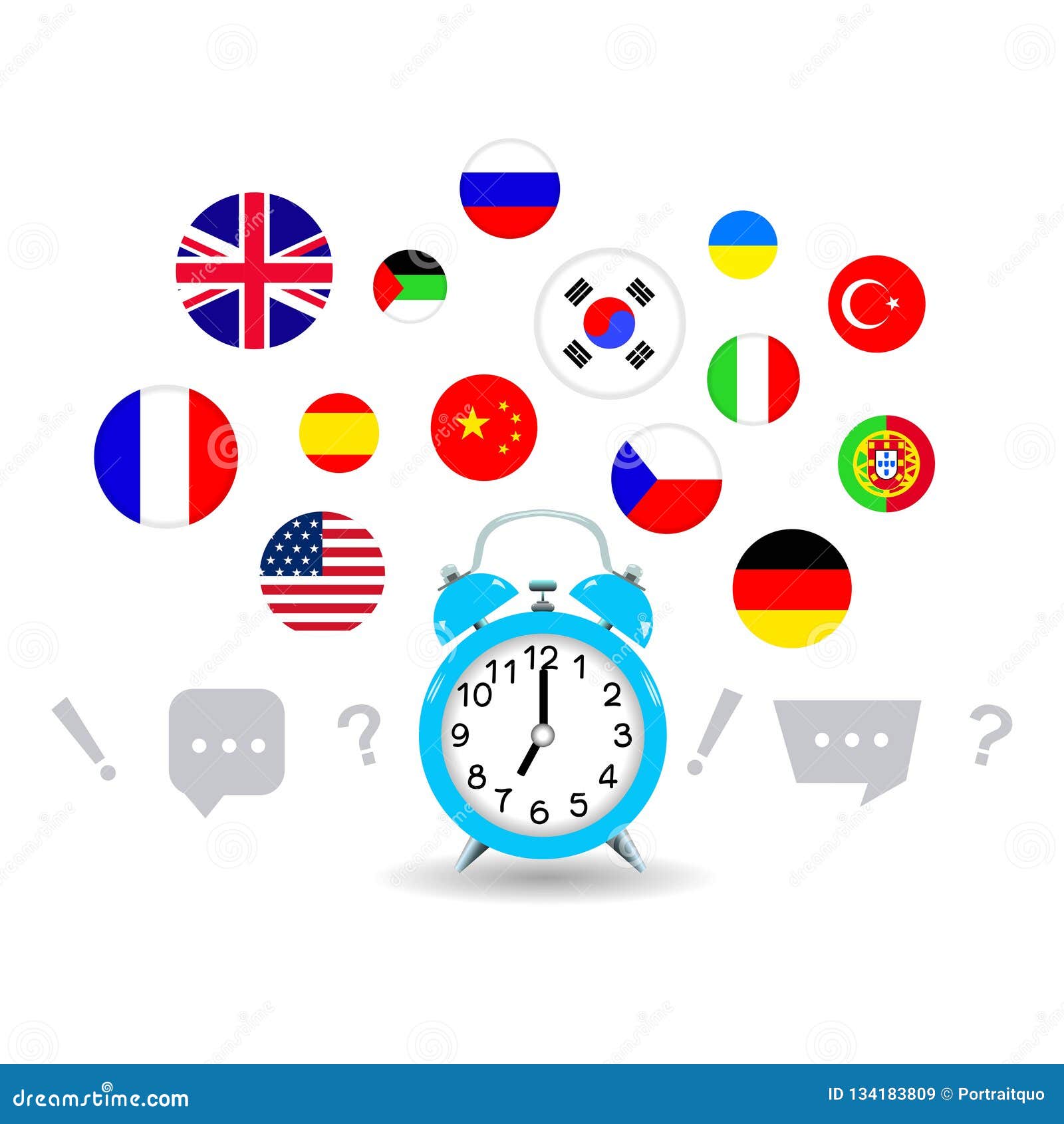 Vector Flags and Languages of Countries on White Background. Stock ...