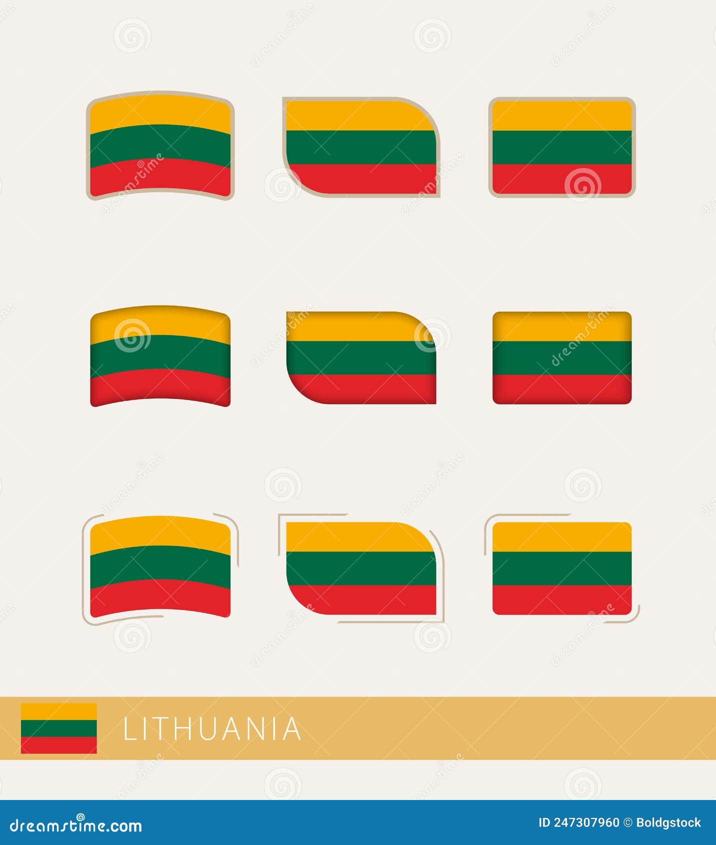 Vector Flags of Lithuania, Collection of Lithuania Flags Stock Vector ...