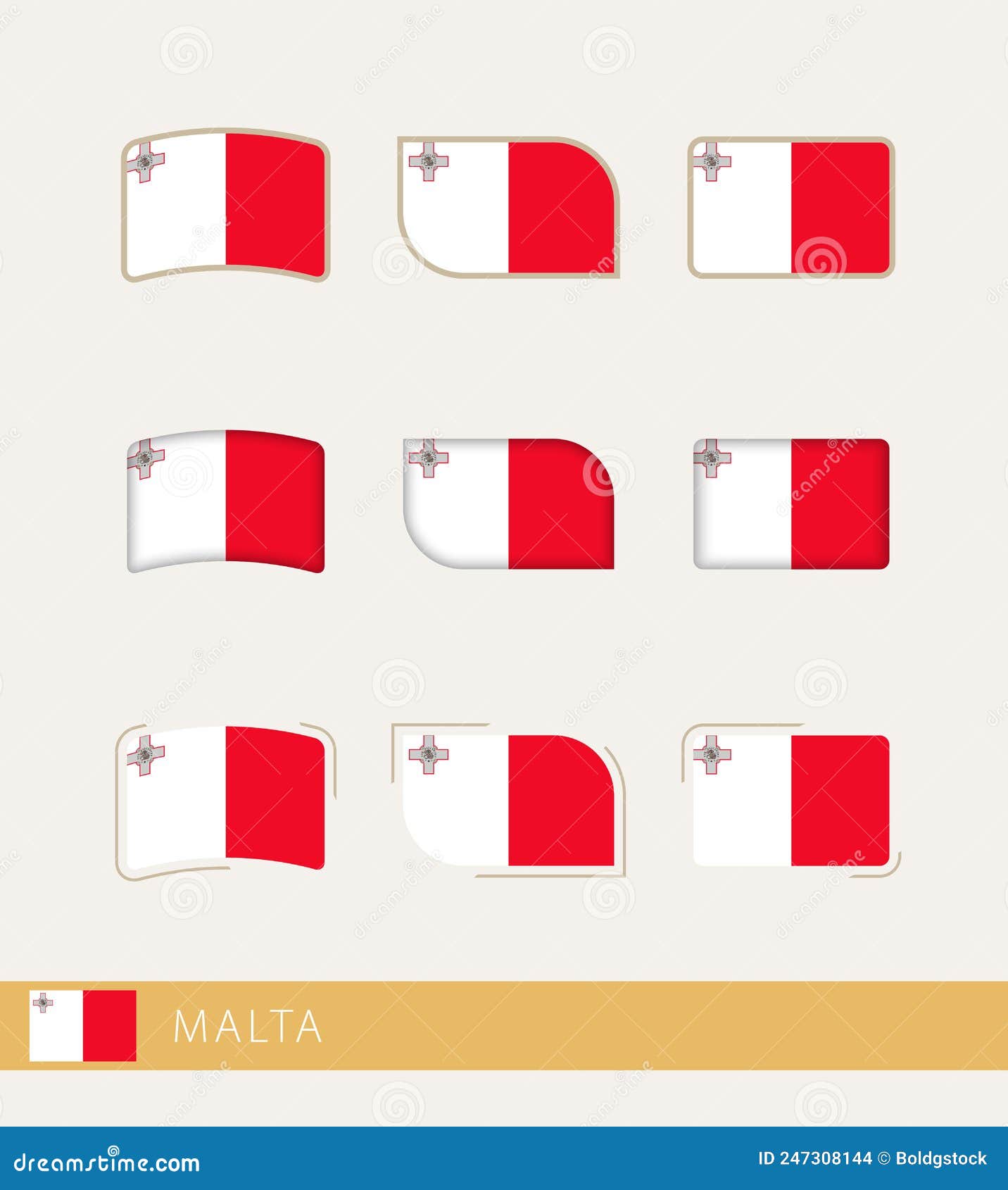 Vector Flags of Malta, Collection of Malta Flags Stock Vector ...
