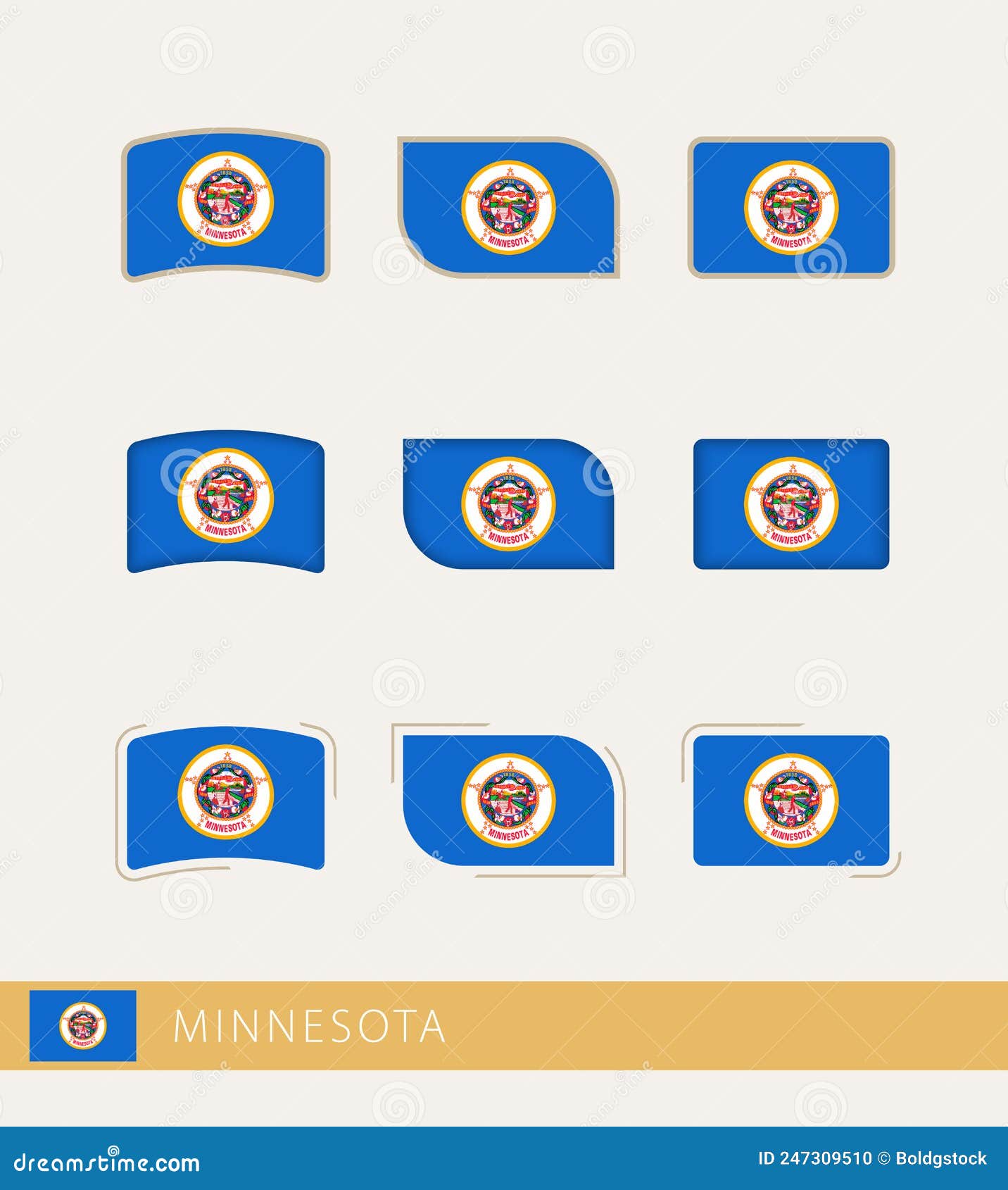 Vector Flags of Minnesota, Collection of Minnesota Flags Stock Vector ...