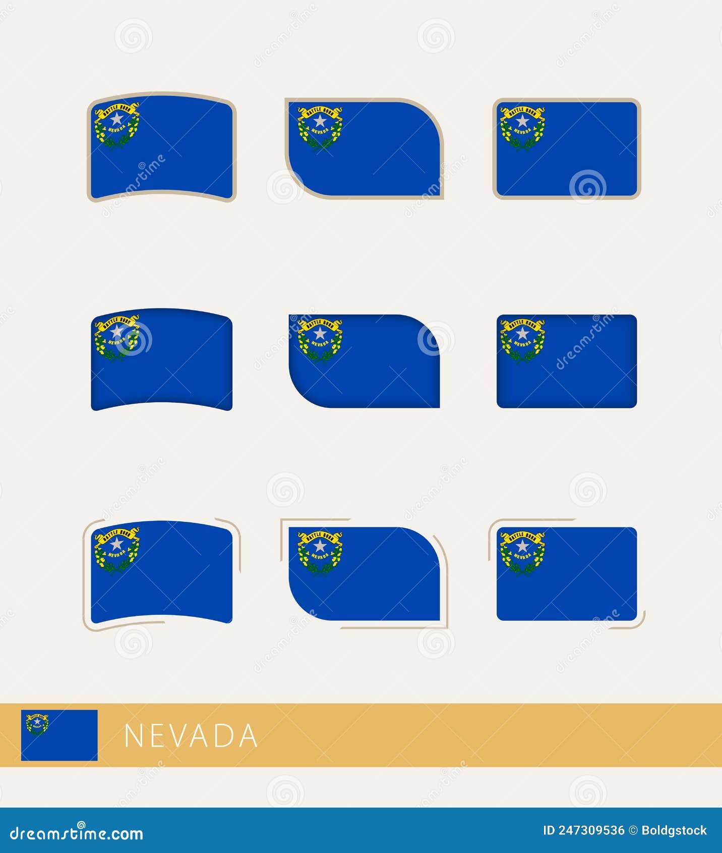 Vector Flags of Nevada, Collection of Nevada Flags Stock Vector ...
