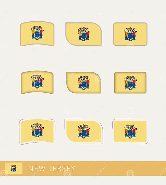 Vector Flags of New Jersey, Collection of New Jersey Flags Stock Vector ...