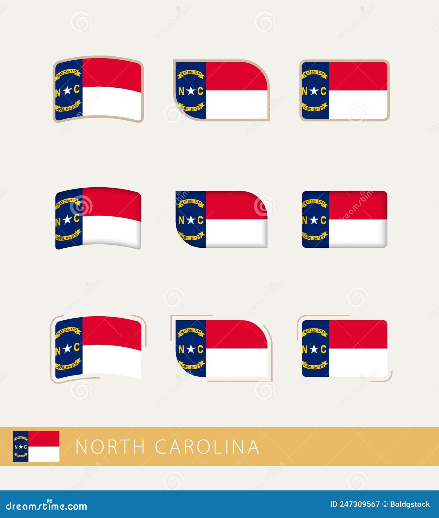 Vector Flags of North Carolina, Collection of North Carolina Flags ...