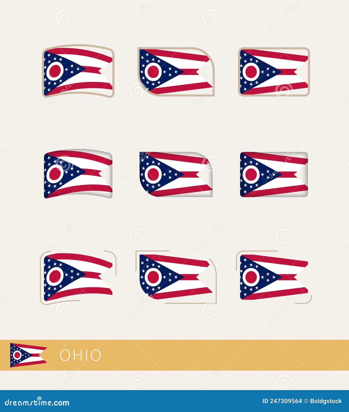 Vector Flags of Ohio, Collection of Ohio Flags Stock Vector ...