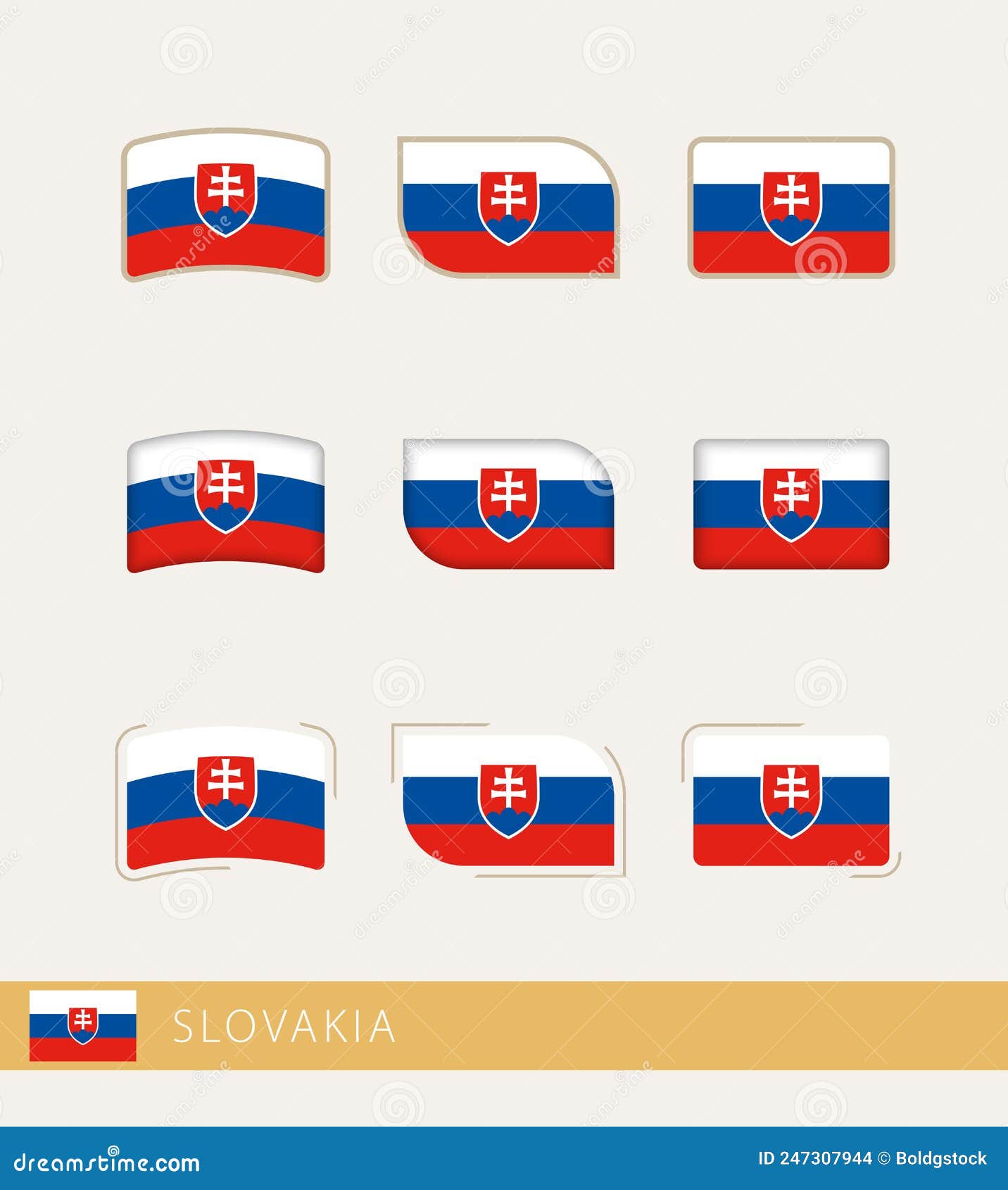 Vector Flags of Slovakia, Collection of Slovakia Flags Stock Vector ...