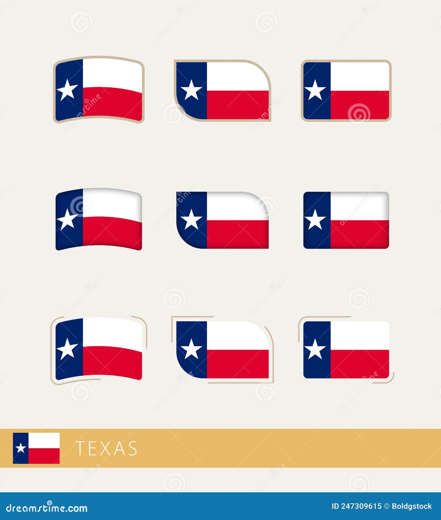 Vector Flags of Texas, Collection of Texas Flags Stock Vector ...