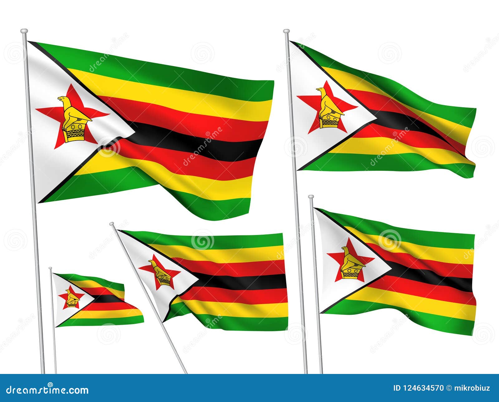 Vector flags of Zimbabwe stock vector. Illustration of country - 124634570