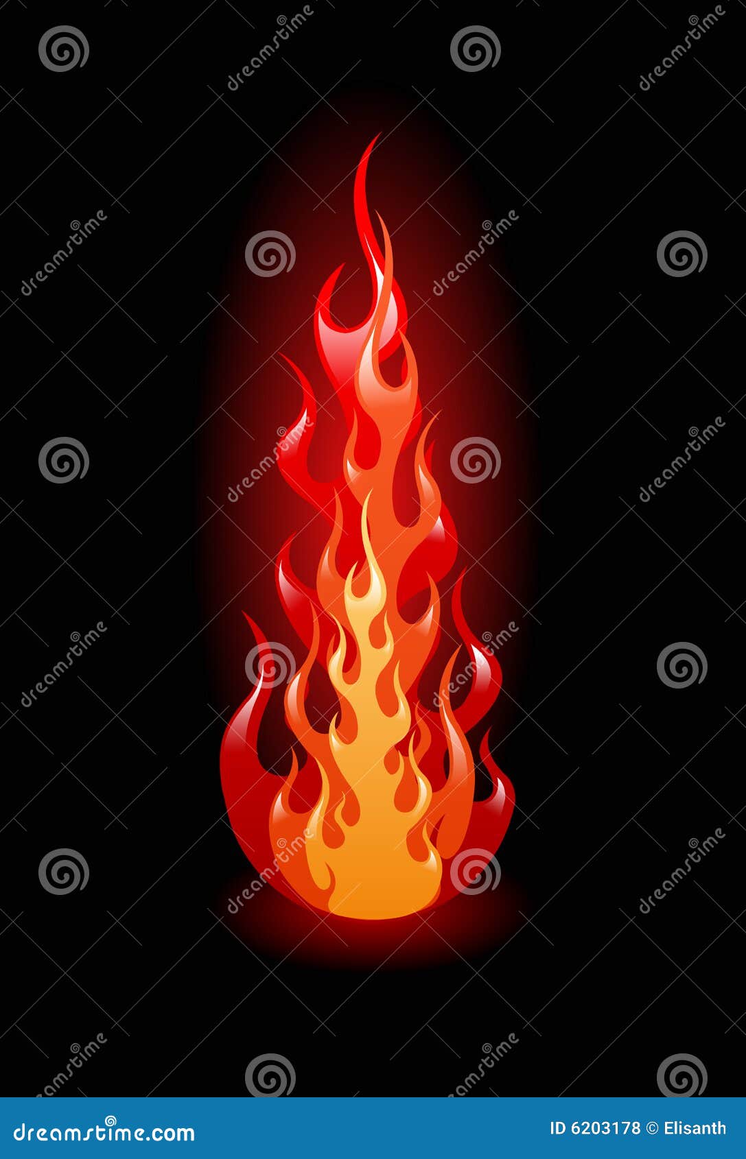 Vector Flames on Black Background Stock Illustration - Illustration of ...