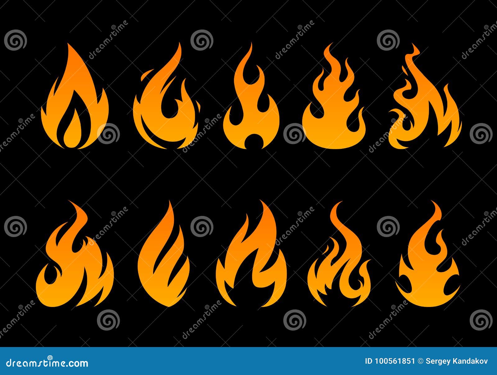 Vector Flames stock vector. Illustration of warm, black - 100561851