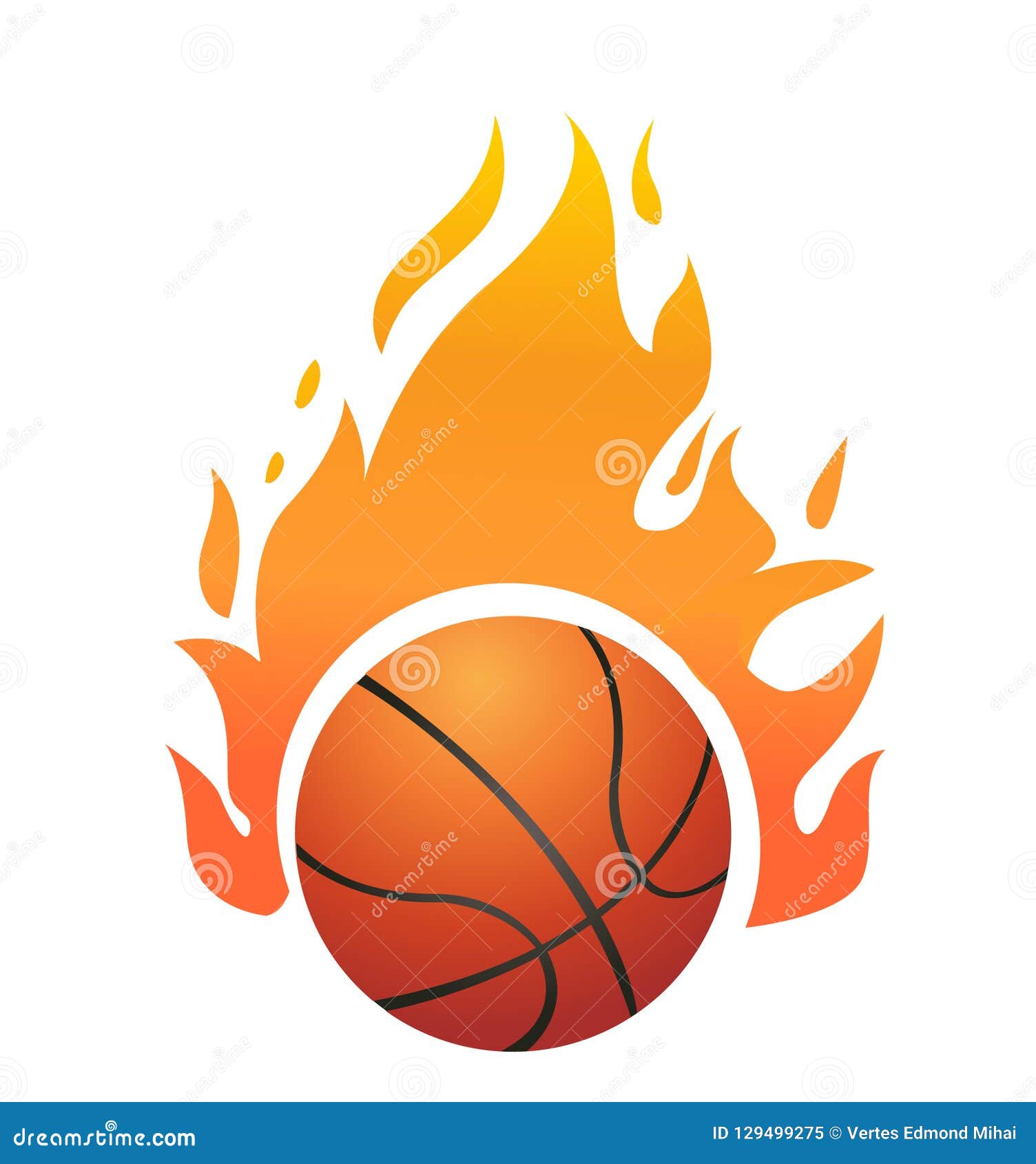 Vector Flaming Basketball stock vector. Illustration of black - 129499275