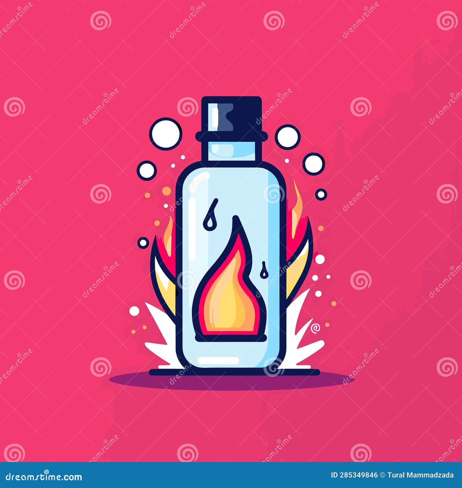 Vector of a Flaming Liquid in a Bottle, Creating a Fiery and Dynamic ...