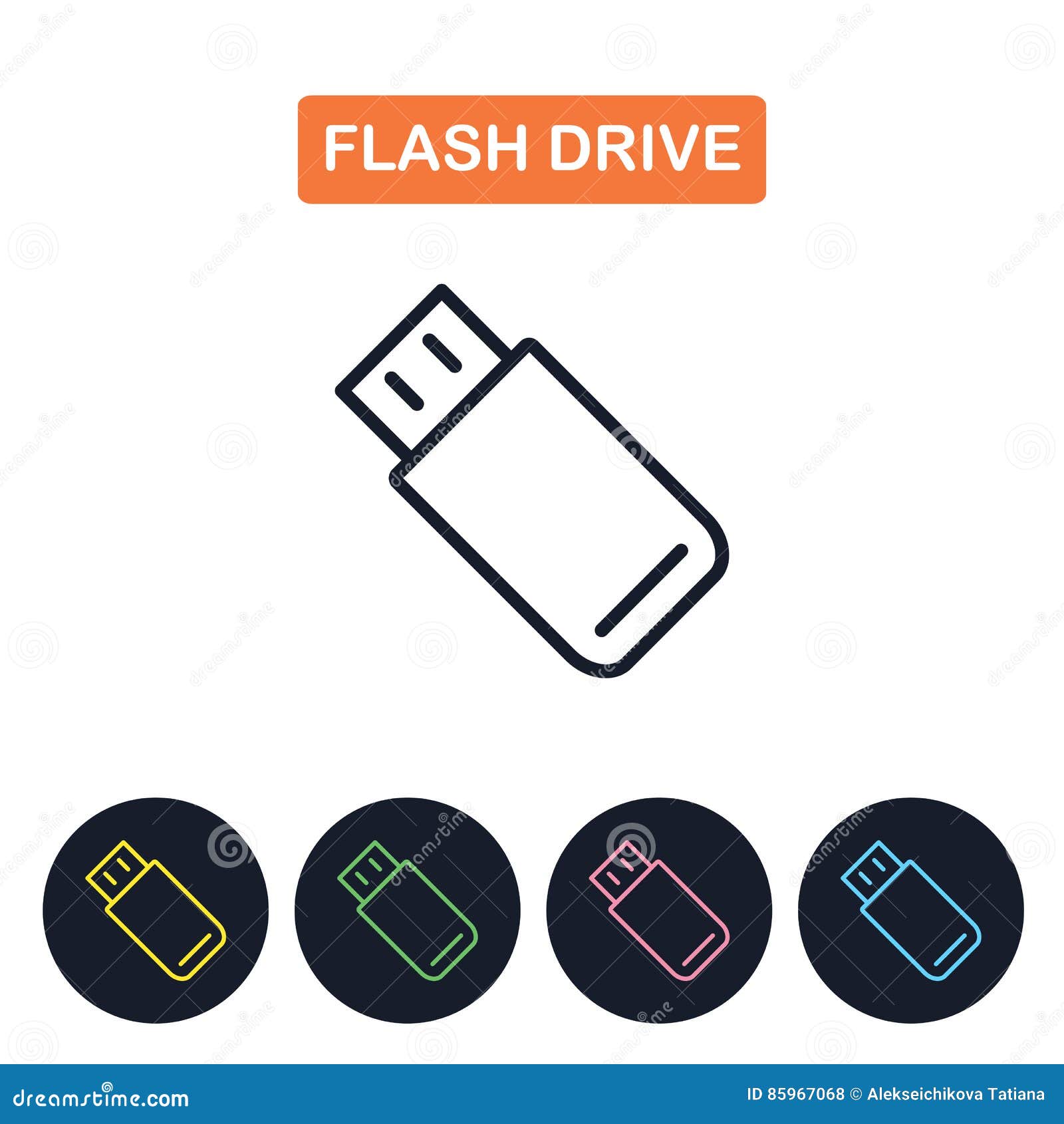 Vector Flash Drive Icon. Simple Thin Line Image. Stock Vector ...