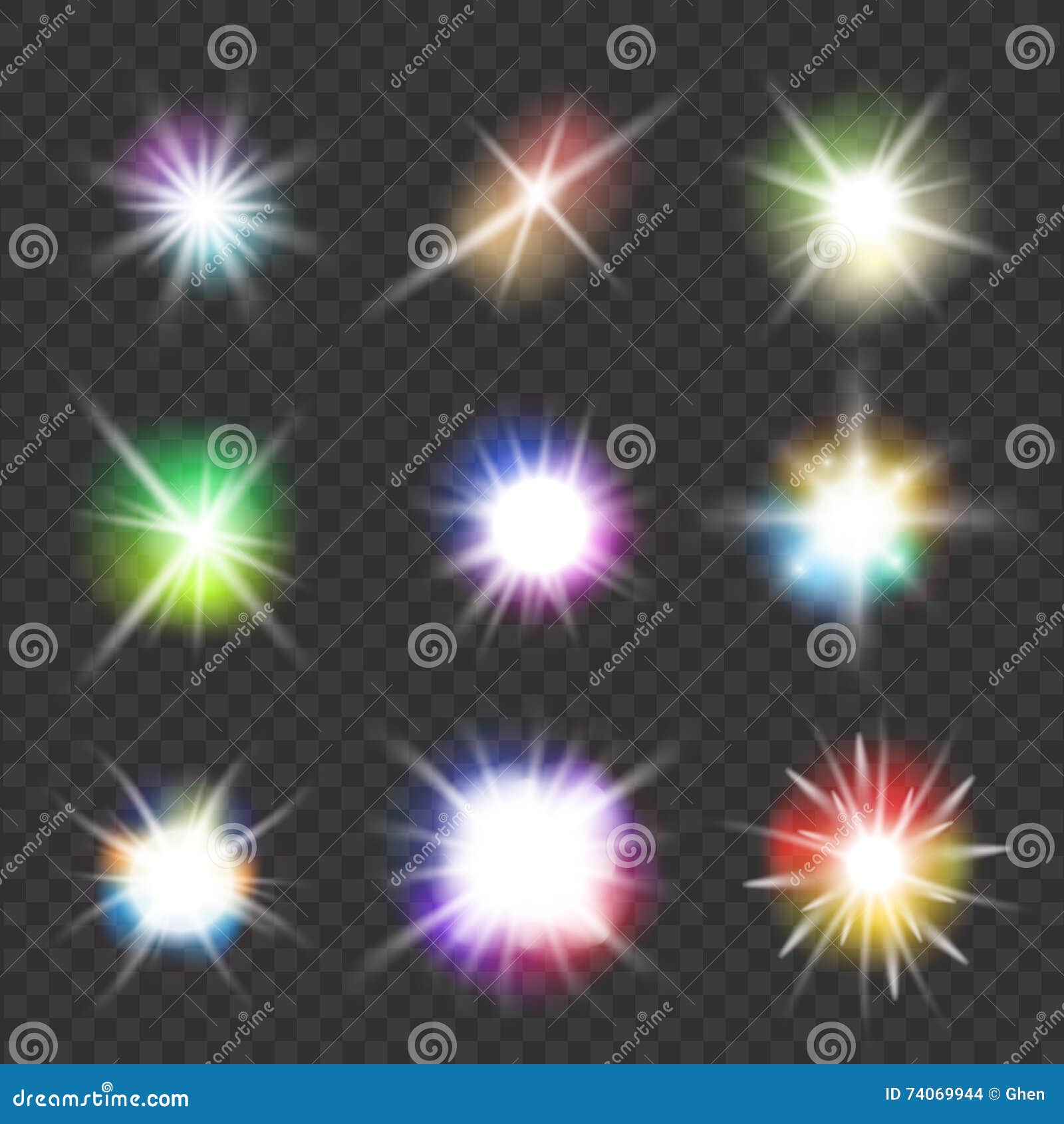 Vector Flashes with Color Lights Stock Vector - Illustration of glare ...