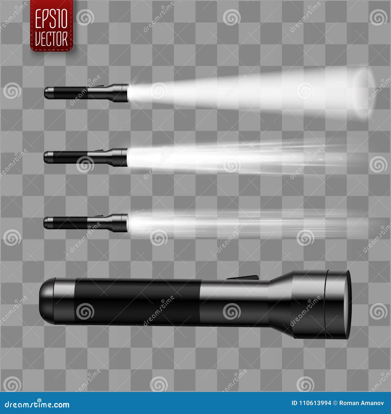 Flashlight On A Transparent Background. Shine.lighting The Space.metal ...
