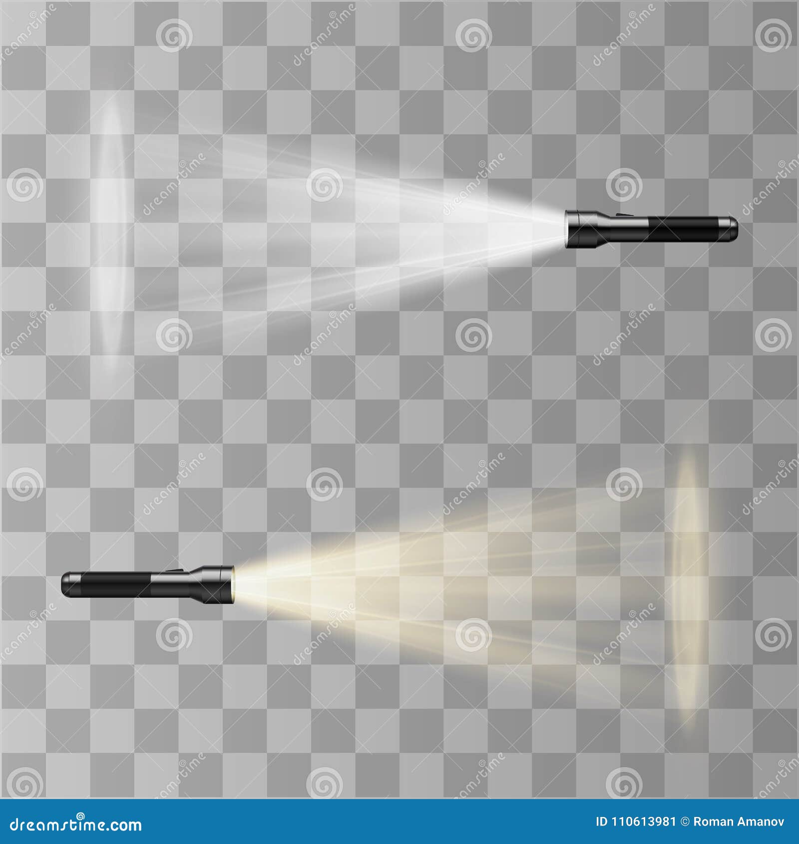 Vector Flashlight Isolated On Transparent Background. Light Effect ...