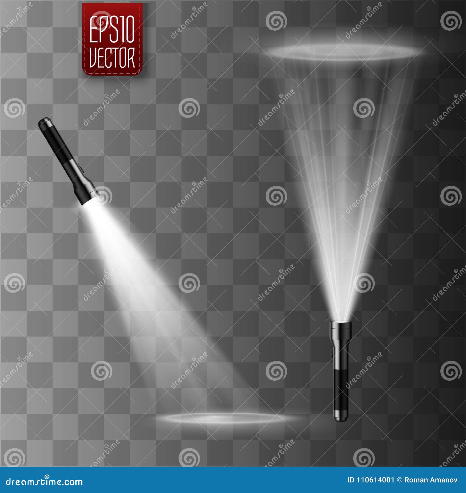 Vector Flashlight Isolated on Transparent Background. Light Effect ...