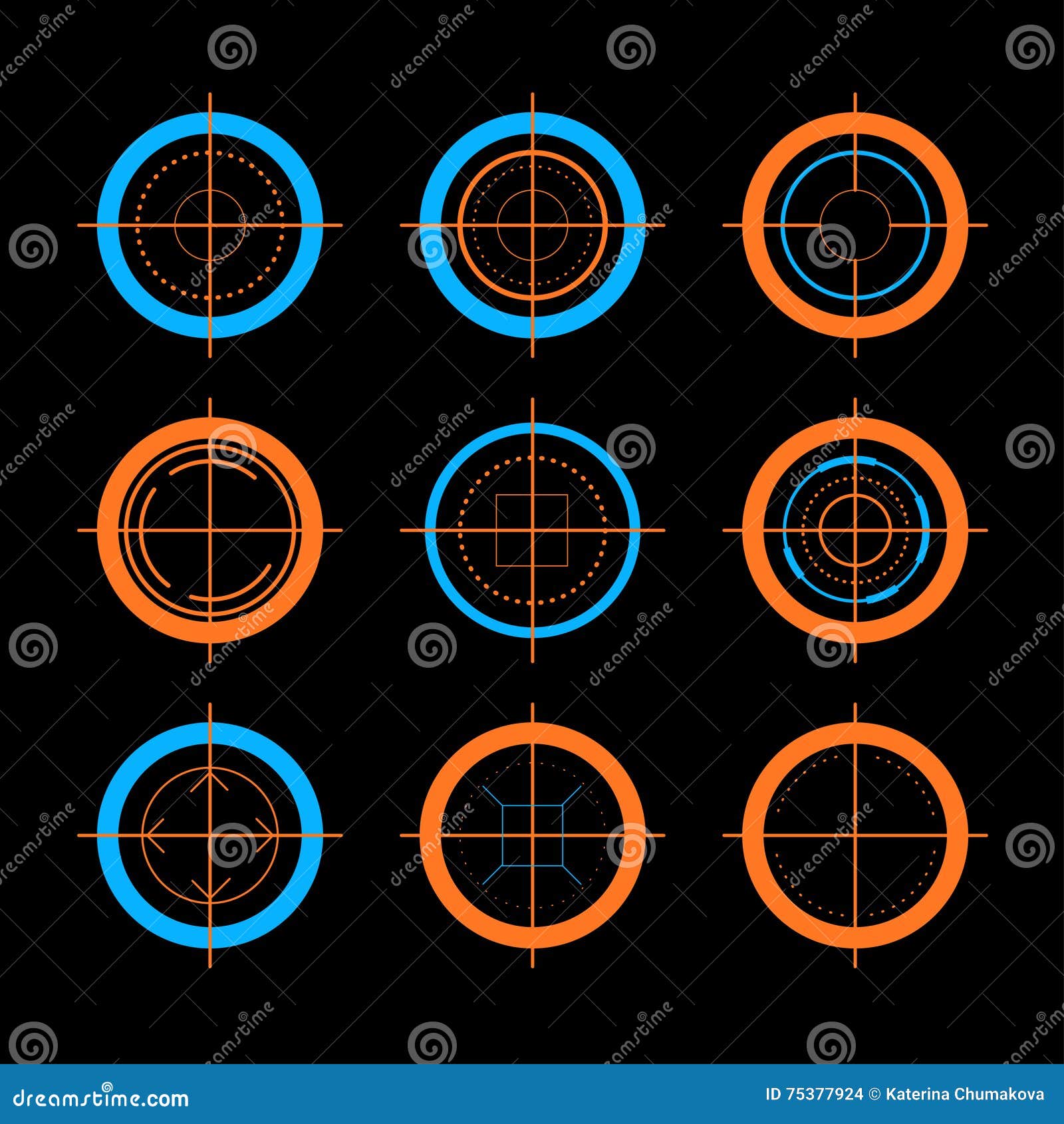 Vector Flat Aim Icons Set Isolated. Stock Vector - Illustration of icon ...