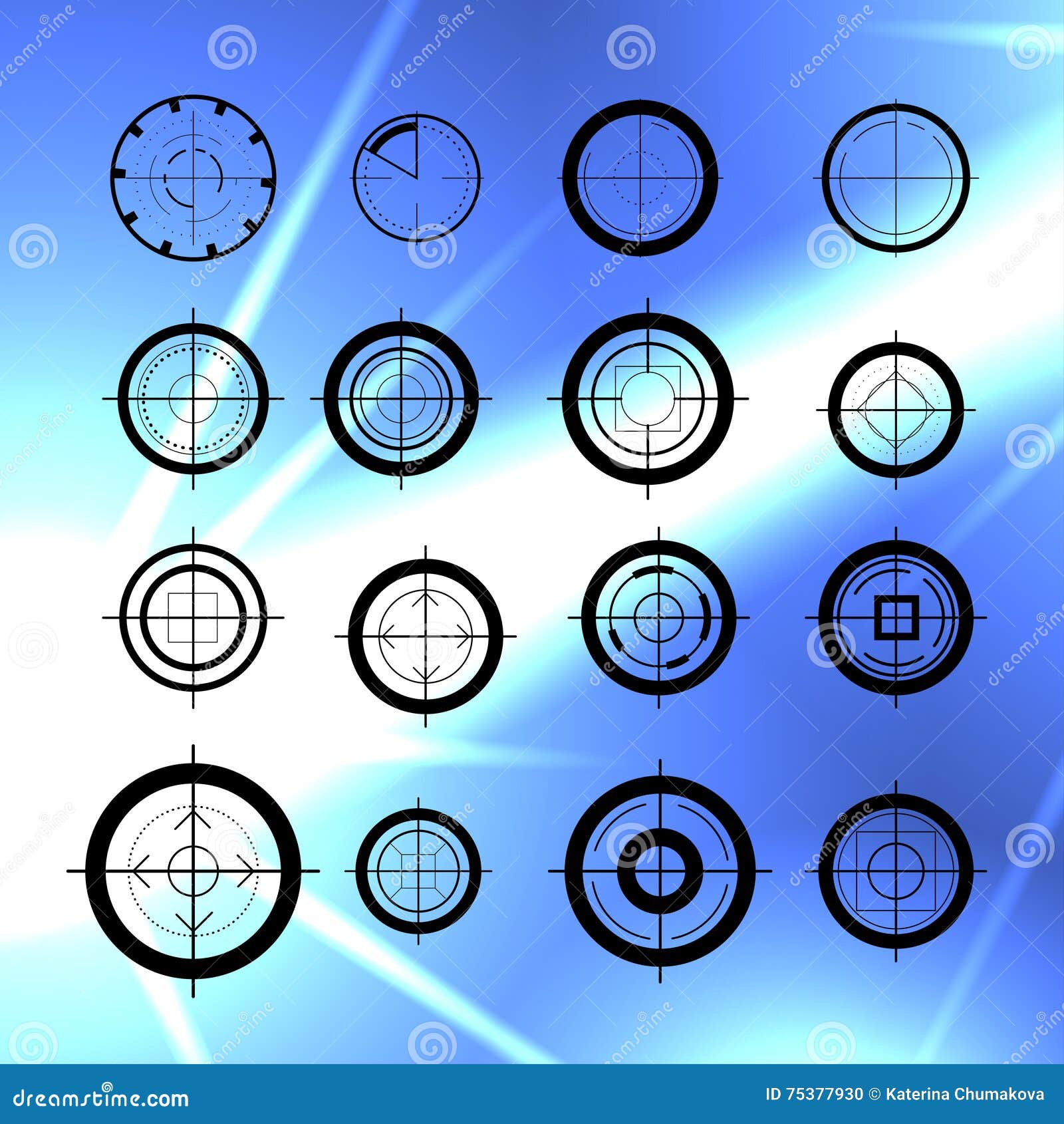 Vector Flat Aim Icons Set Isolated. Stock Vector - Illustration of ...