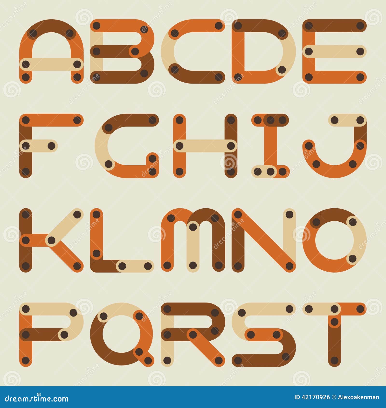 Vector Flat Alphabet in Building Kit Style. Stock Vector - Illustration ...