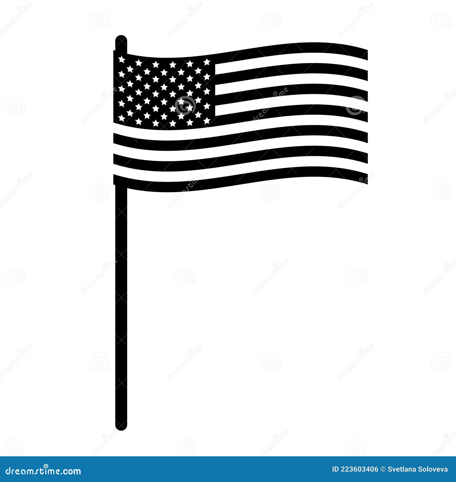 Vector Flat American USA Black Flag Stock Illustration - Illustration ...