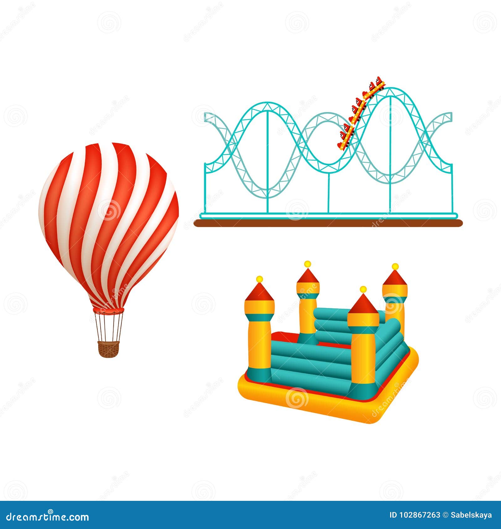 Vector Amusement Park Objects Icon Set Stock Vector - Illustration of ... Vector Amusement Park Objects Icon Set Stock Vector - Illustration of ...