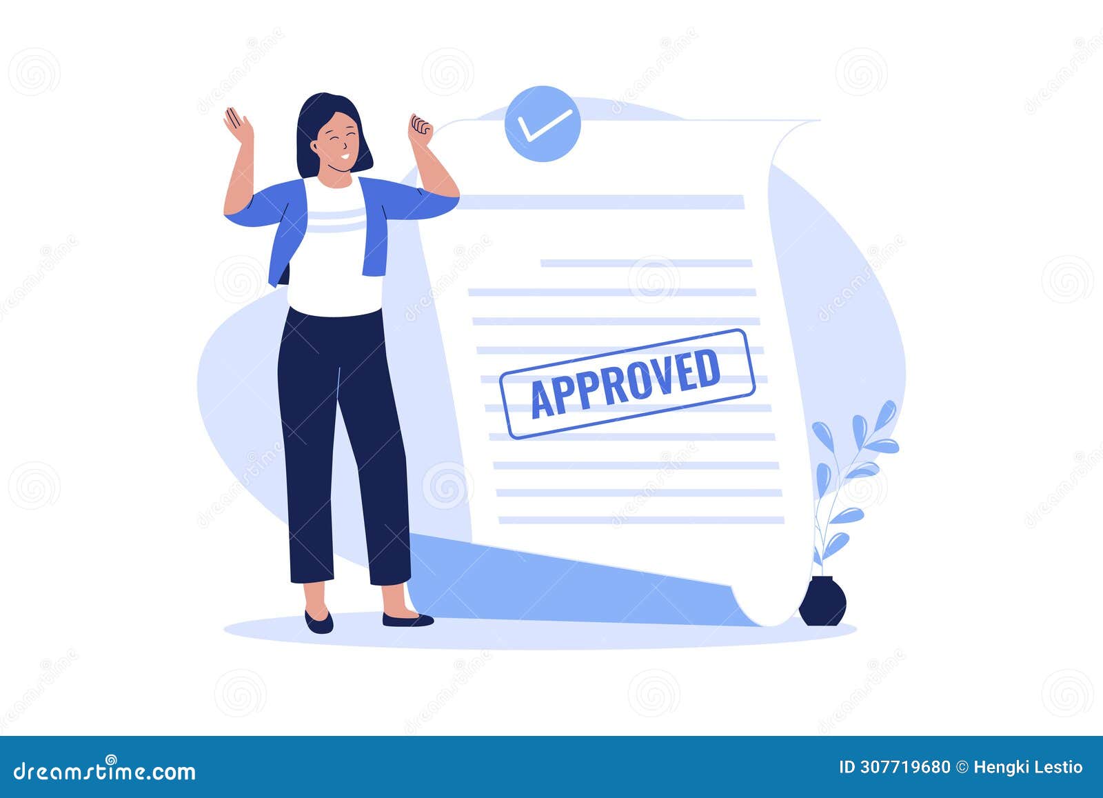 Vector Flat of Approved Document Stock Illustration - Illustration of ...