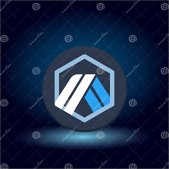 Vector Flat Arbitrum ARB Token Symbol on Blue Background Editorial ...