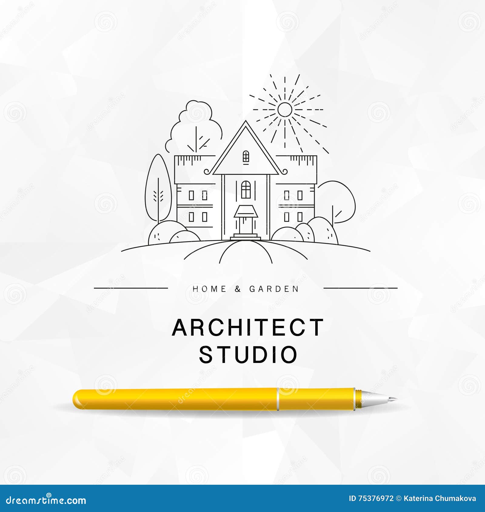 Vector Flat Architect Studio Logo Design on White Background. Stock ...