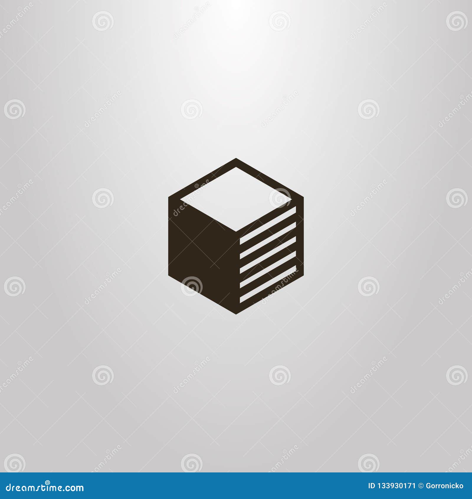 Vector Flat Art Geometric Outline Sign of Cubical Shape Stock ...