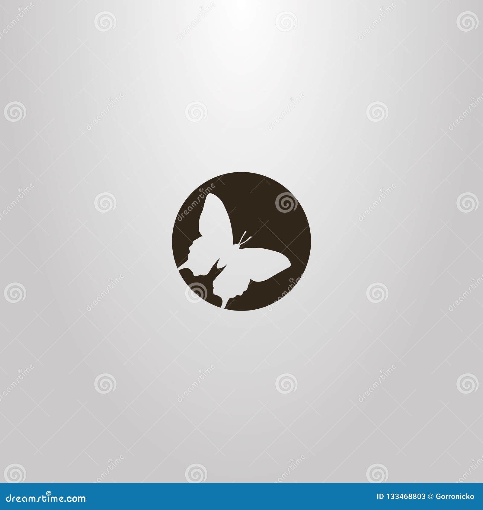 Vector Flat Art Negative Space Round Sign of a Butterfly Stock ...