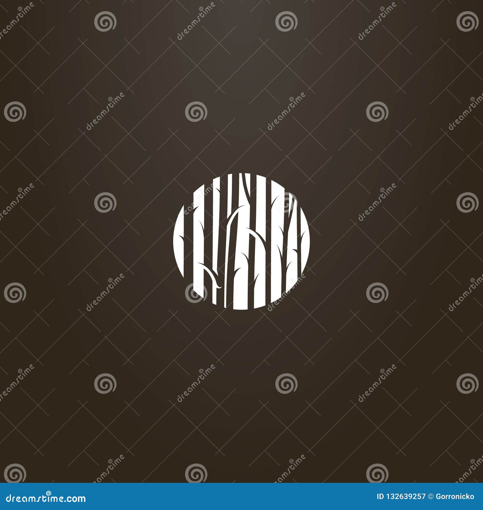 Vector Flat Art Negative Space Round Sign Of Tree Trunks In The Forest ...