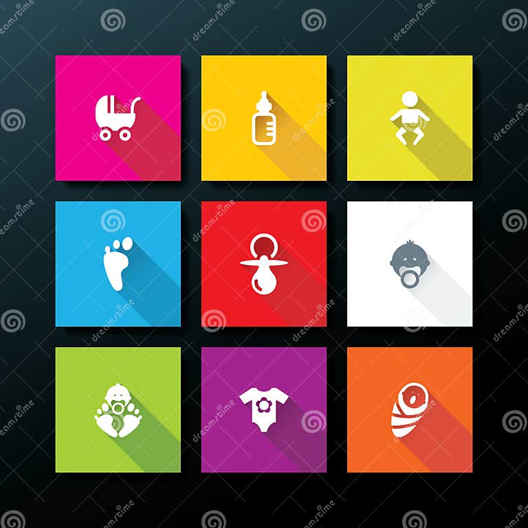 Vector flat baby icon set stock vector. Illustration of mother - 38269204