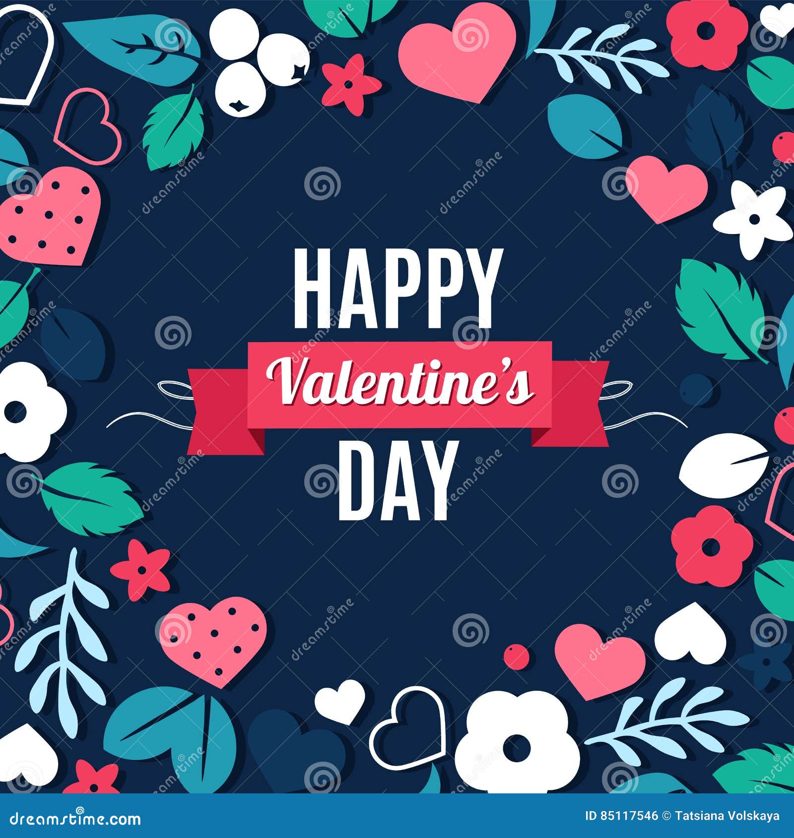 Vector Flat Background, Pattern Design with Hearts. Stock Vector ...