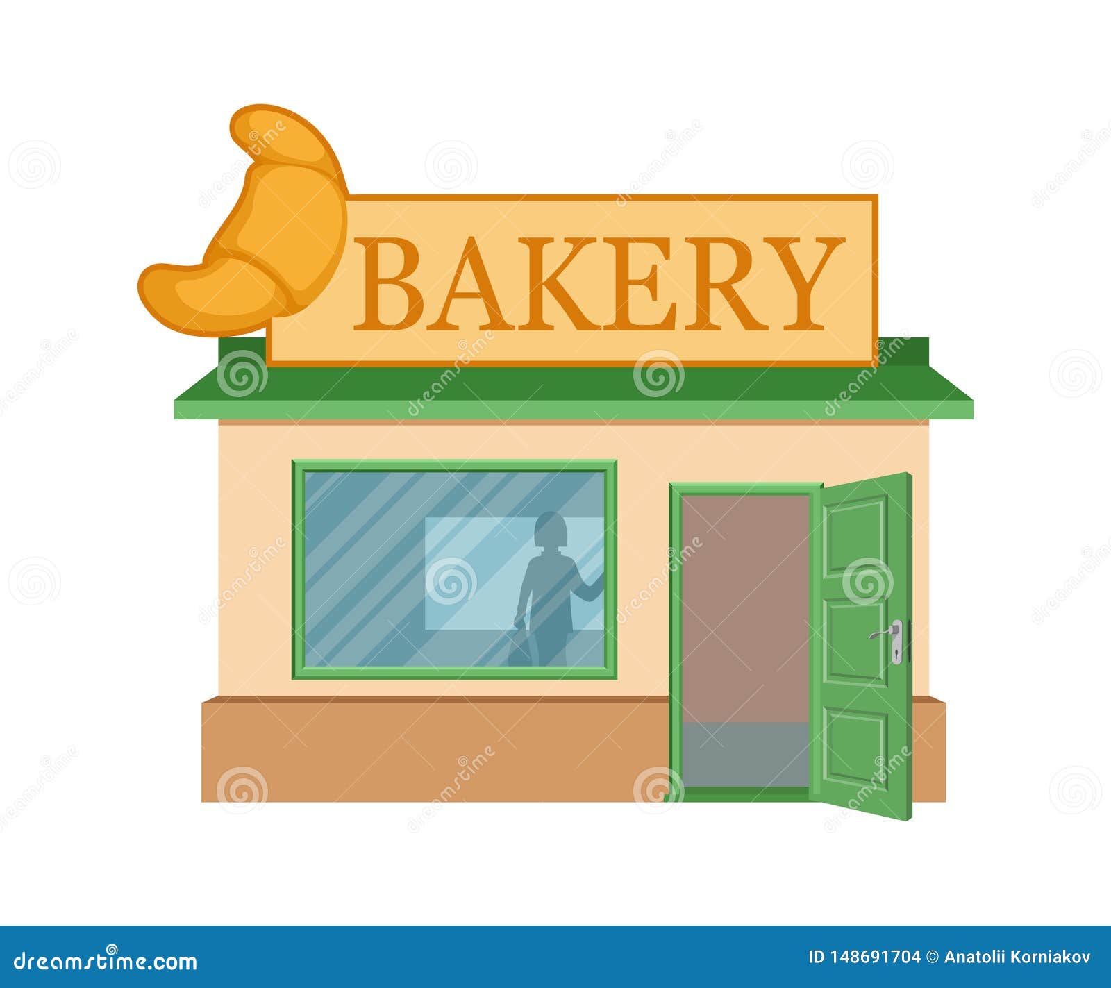 Vector Flat Bakery Shop. Facade of Bakery Shop Isolated on White ...