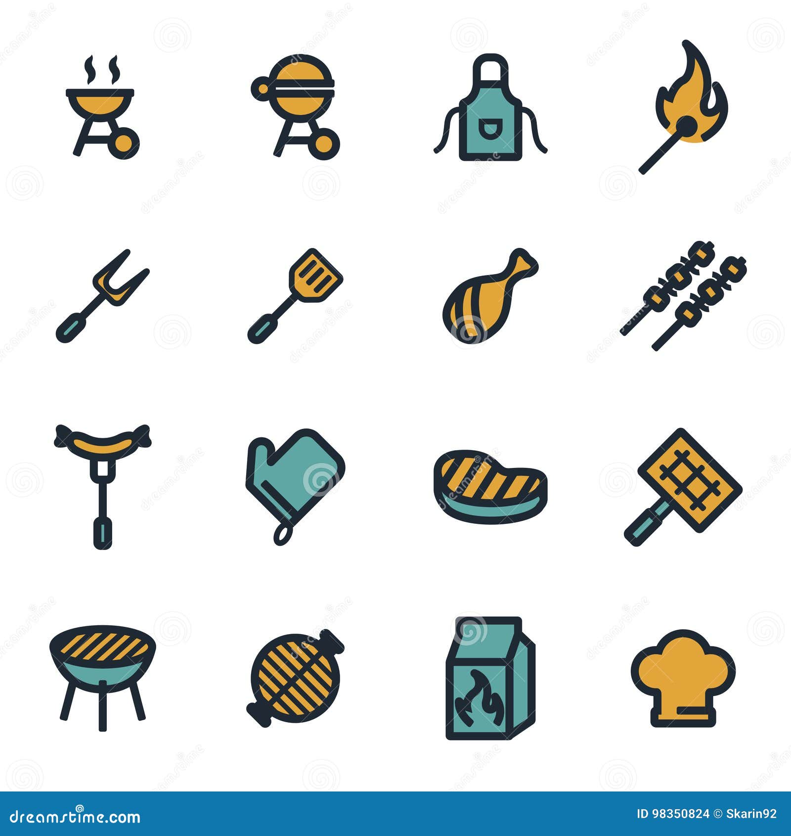 Vector Flat Barbecue Icons Set Stock Vector - Illustration of burger ...