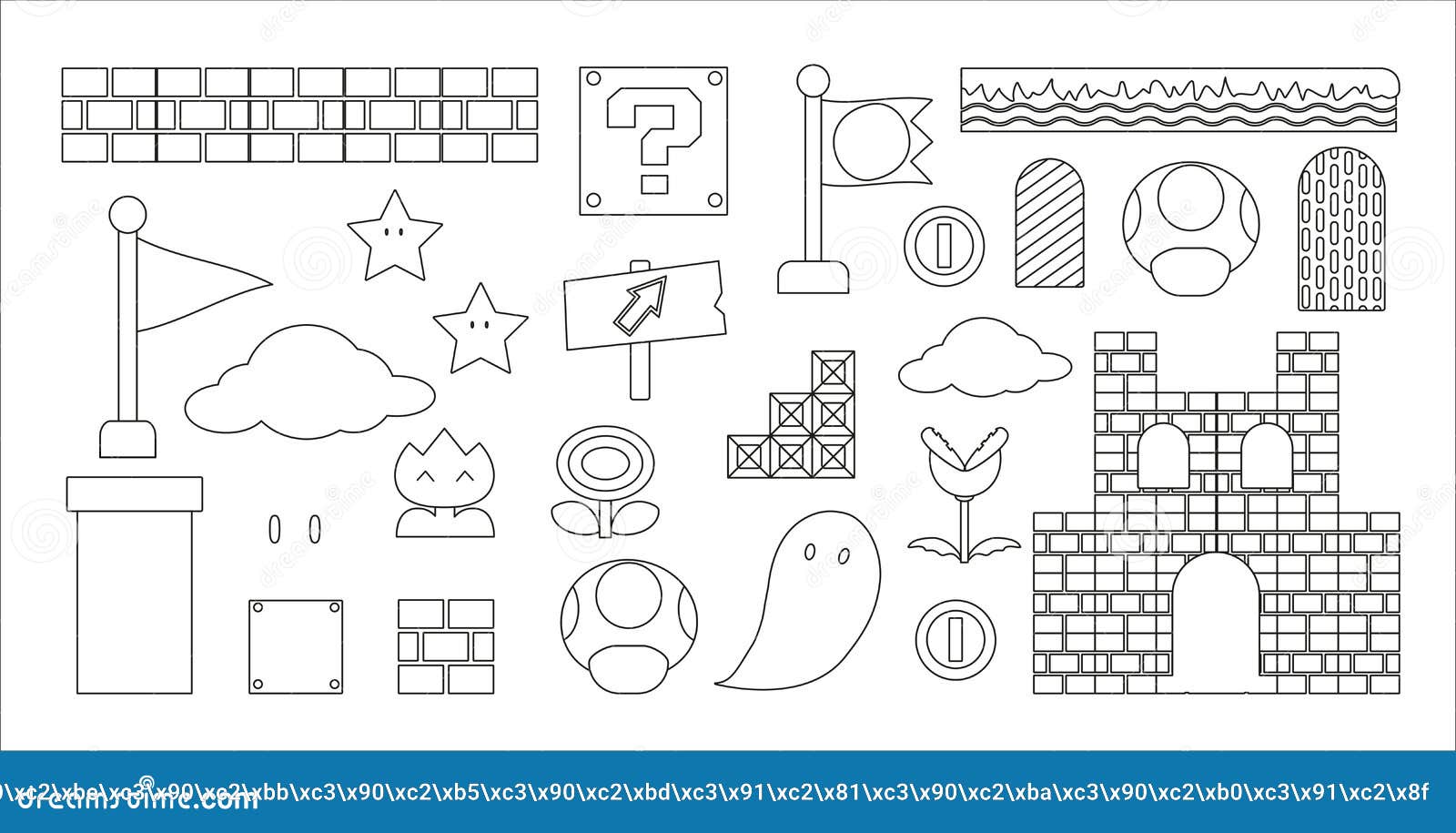 Vector Flat Birthday Invitation with Super Mario. Doodle-style ...