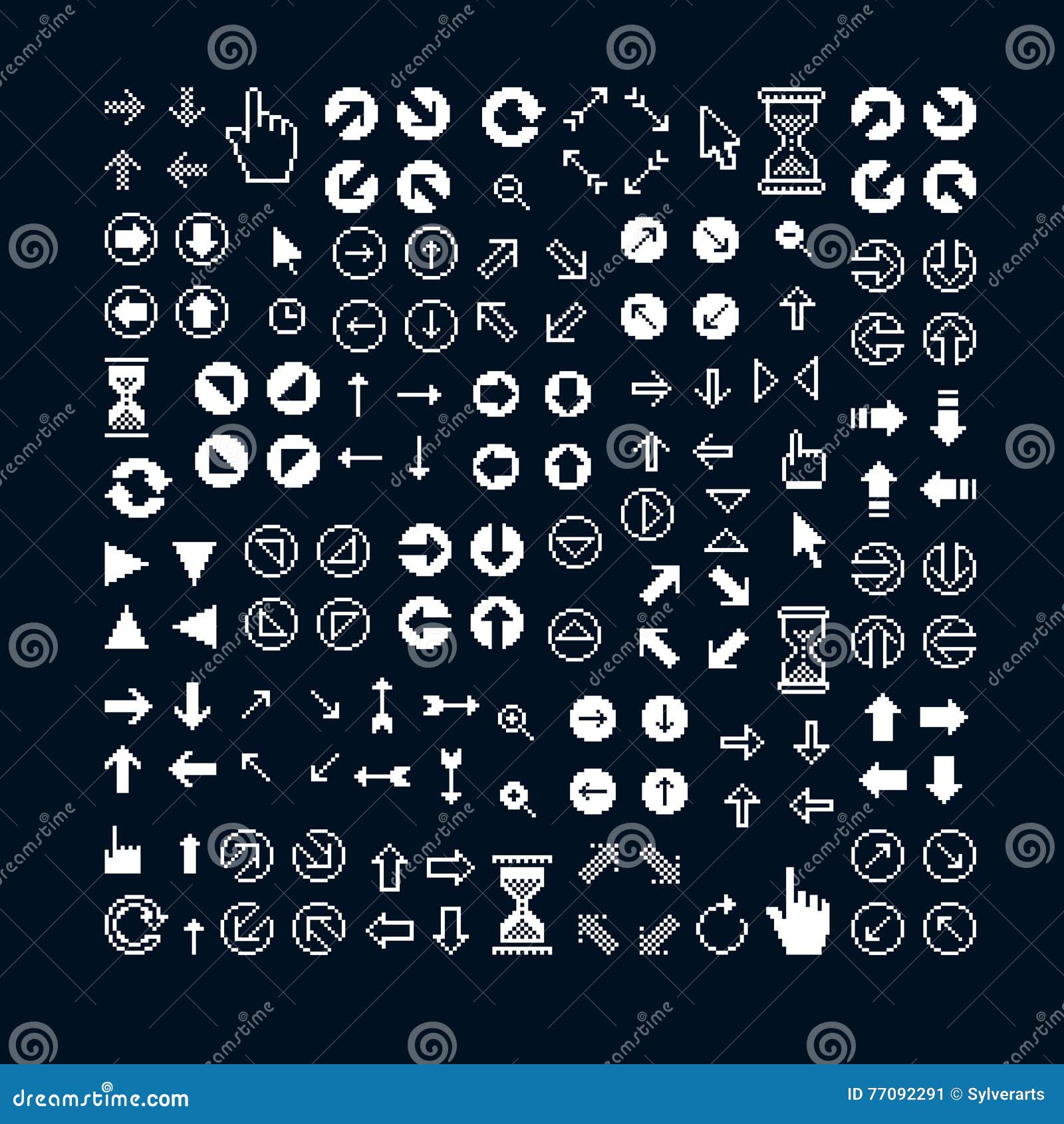 Vector Flat 8 Bit Icons, Collection of Simple Geometric Pixel Symbols ...