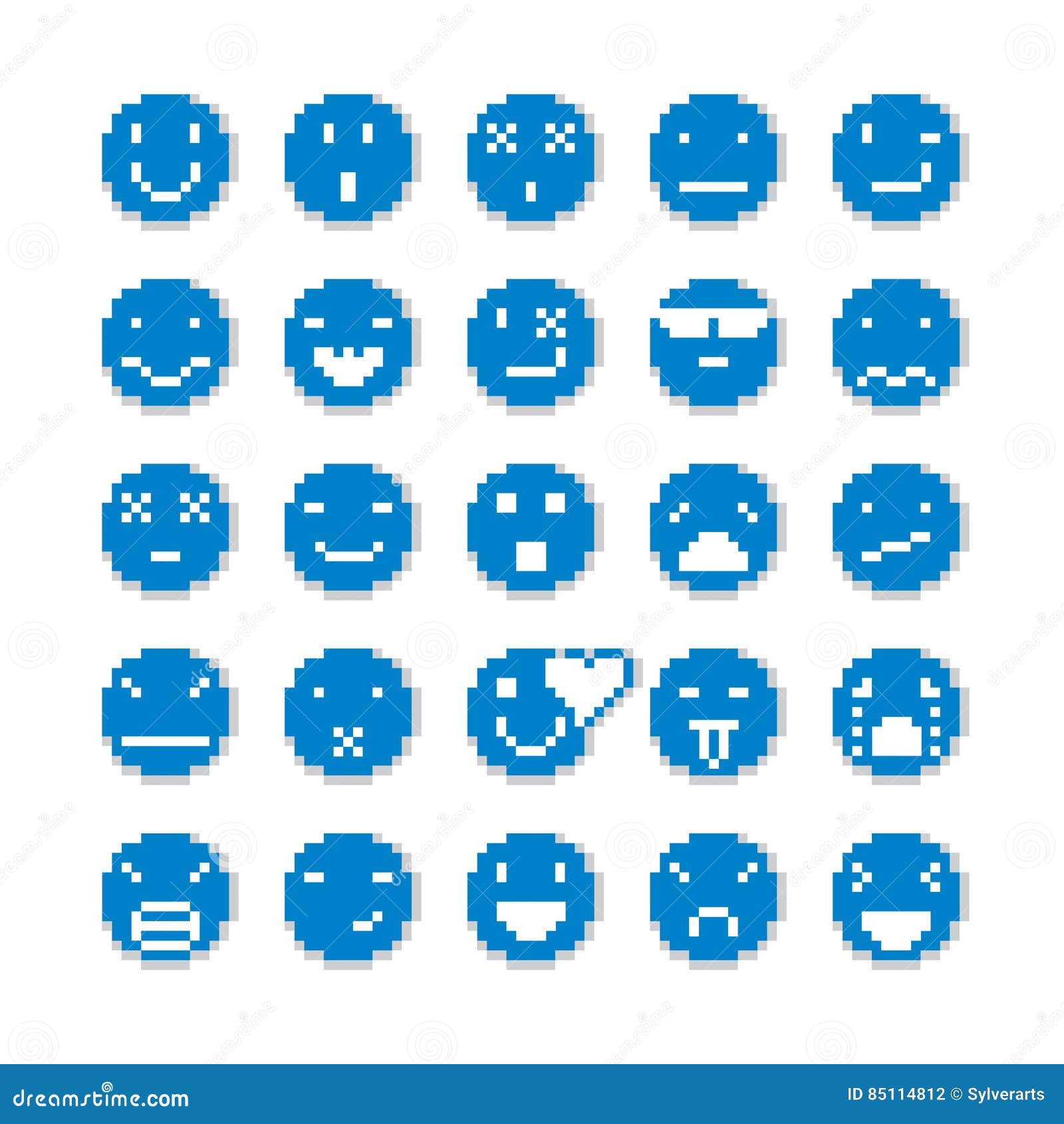 Vector Flat 8 Bit Icons, Collection of Simple Geometric Pixel Symbols ...