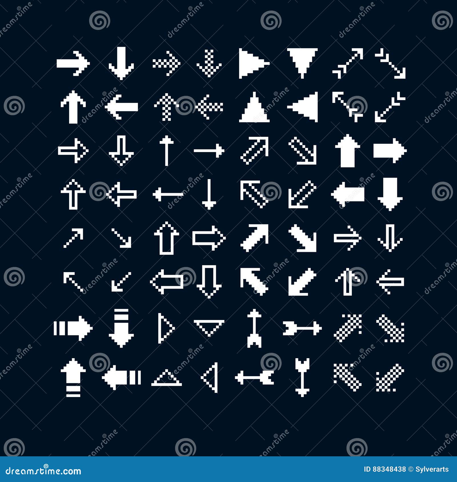 Vector Flat 8 Bit Icons, Collection of Simple Geometric Pixel Stock ...