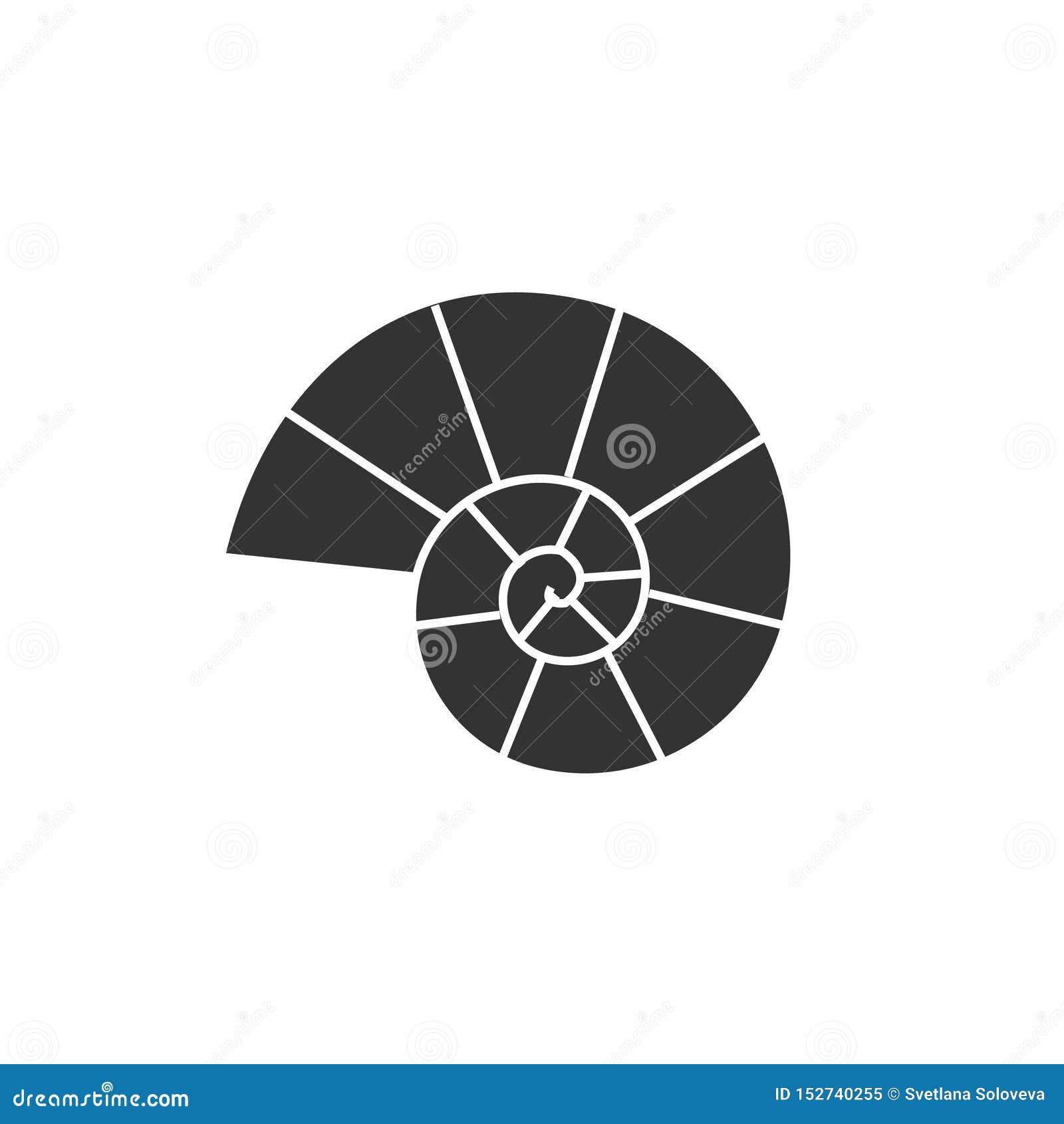 Vector Flat Black Ammonite Silhouette Stock Vector - Illustration of ...