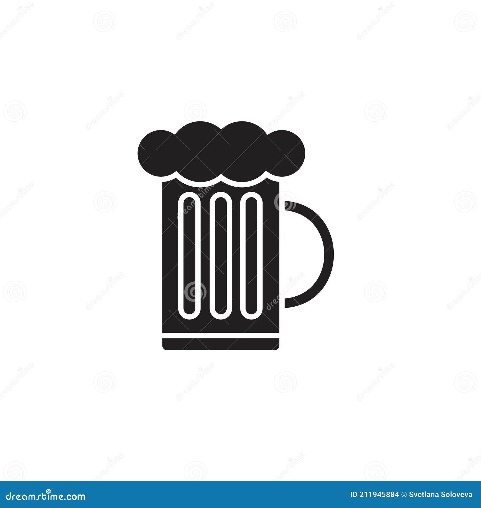 Vector Flat Black Beer Icon Stock Vector - Illustration of pictogram ...